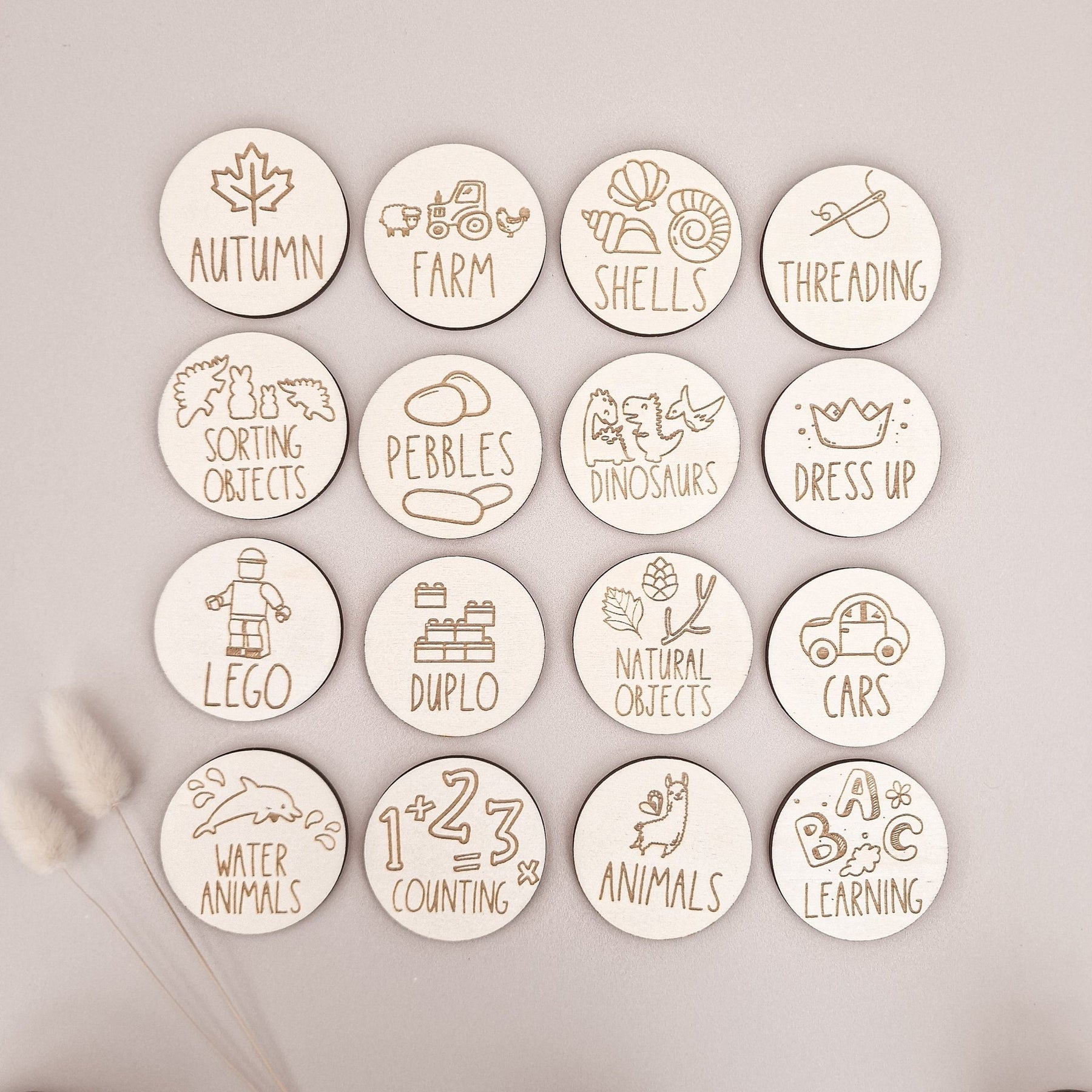 Personalised Illustrated Circle Wooden Labels | School & Home Organisa ...