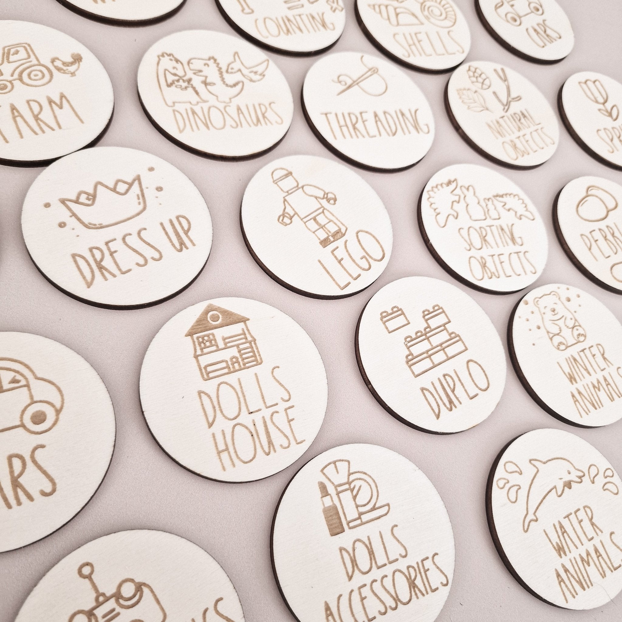 Personalised Illustrated Circle Wooden Labels | School & Home Organisa ...