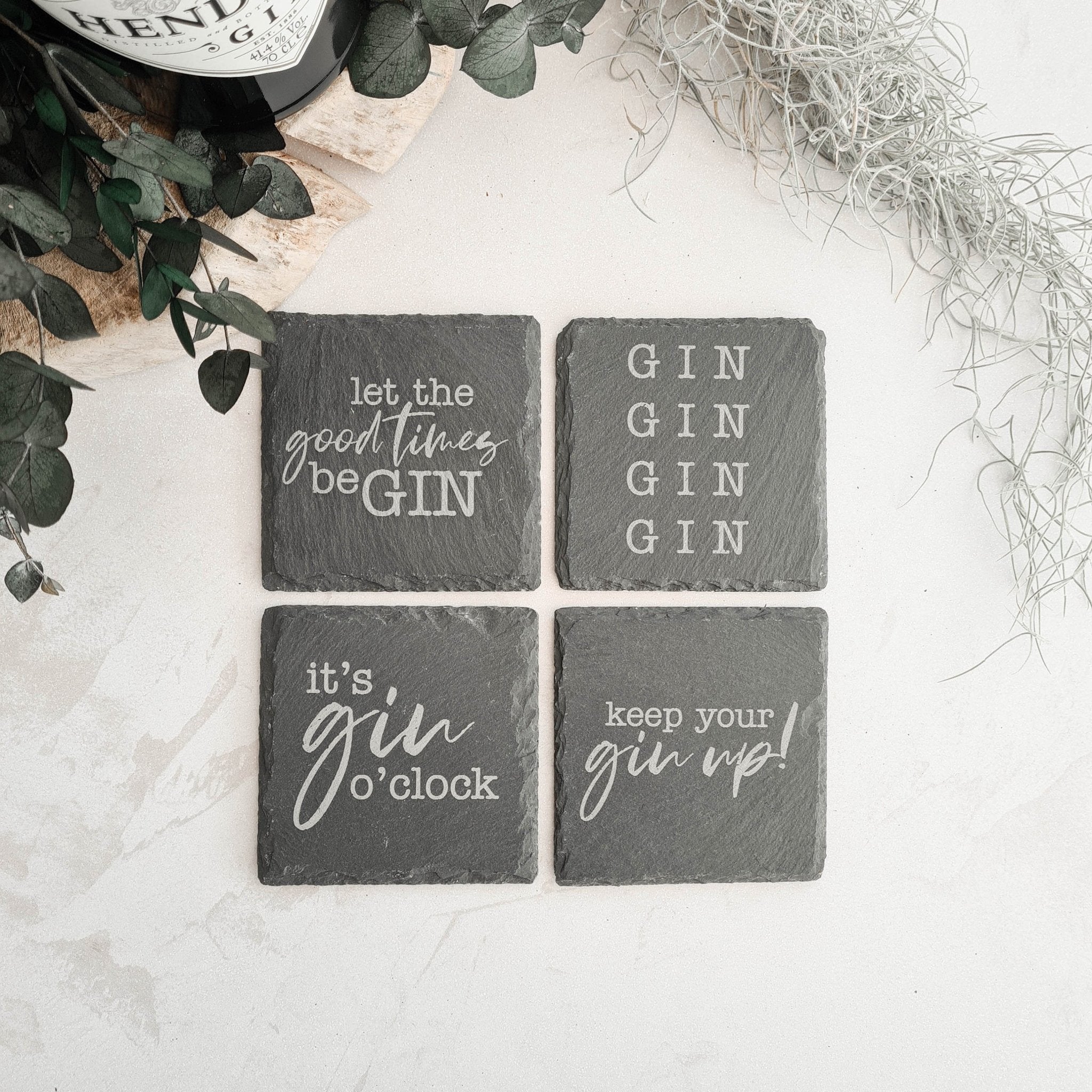 Gin Themed Natural Slate Coasters (set of 4) – TilleyTree